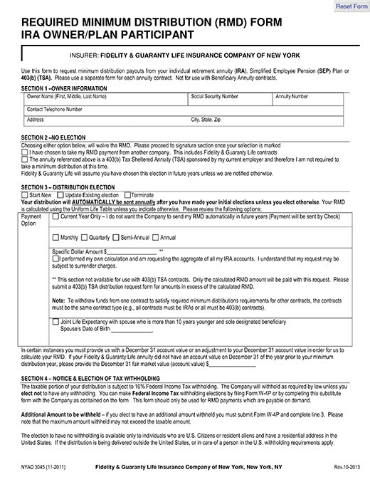 Request a Minimum Required Distribution | F&G